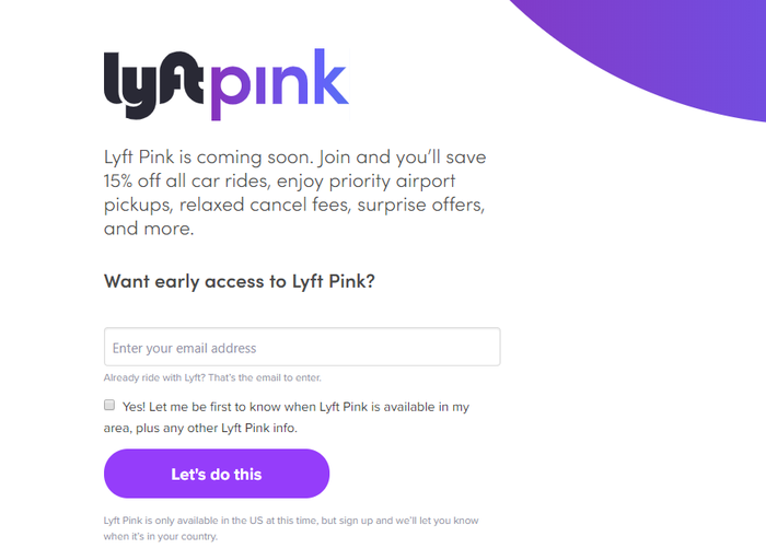 Lyft, 기존 섭스크립션을 버리고 신규 섭스크립션 Lyft Pink 공개 - 로아AI