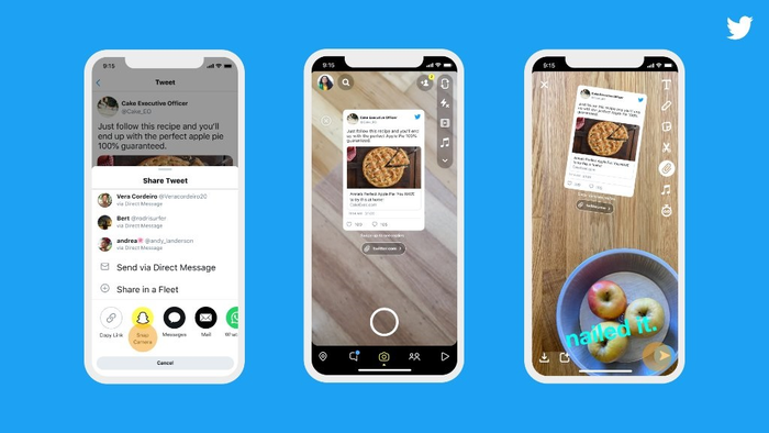 Snap-Twitter, Twitter 콘텐츠를 Snapchat으로 공유할 수 있는 통합 기능 런칭 - 로아AI